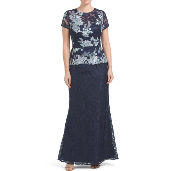 JS Collections | Dresses | Js Collections Short Sleeve Lace Navy Blue ...